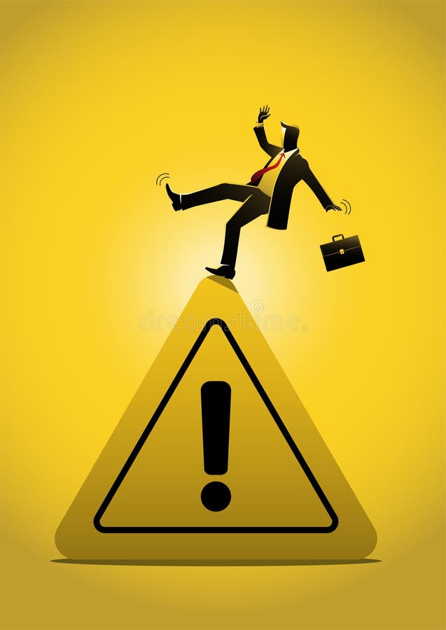 Businessman Slip Falling on Exclamation Symbol Beware Stock ...