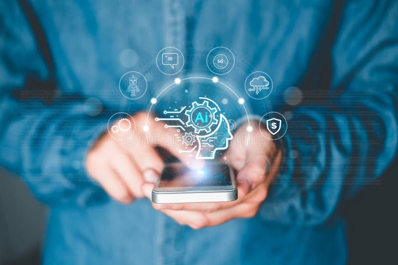 Businessman with Smart Artificial Intelligence (AI) Digital ...