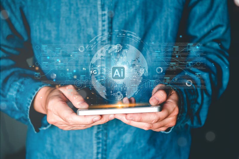 Businessman with Smart Artificial Intelligence (AI) Digital ...