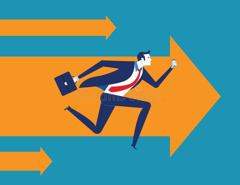 Businessman with Smartphone Running Forward. Concept Business ...