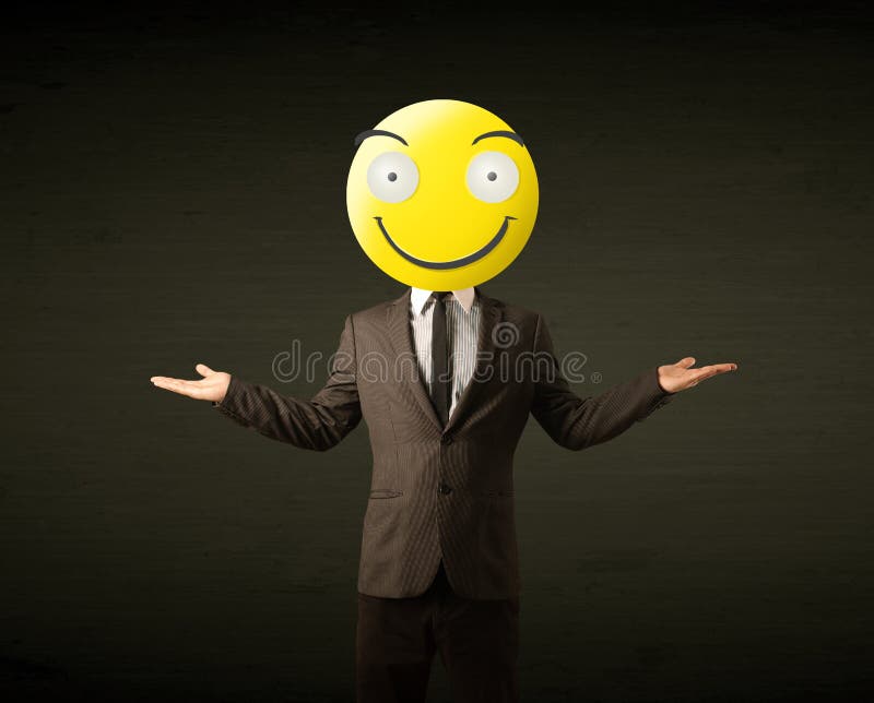 Businessman with Smiley Face Stock Image - Image of funny, grunge: 76610215