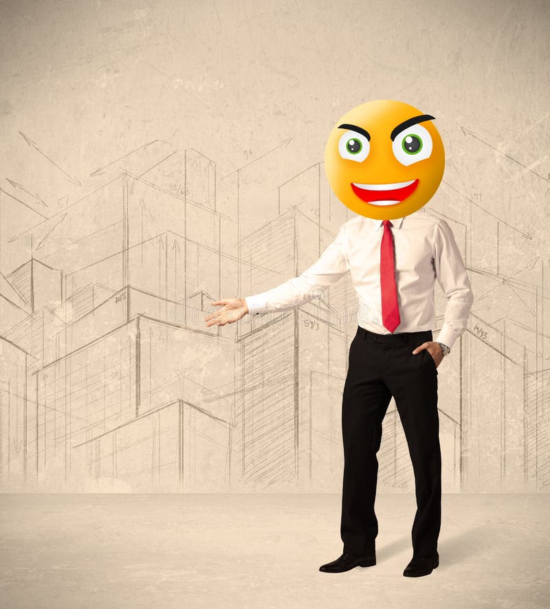 Businessman with Smiley Face Stock Photo - Image of icon, front: 47345960