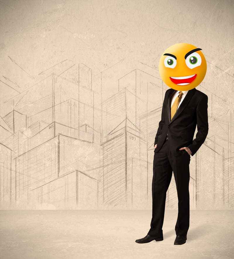 Businessman with Smiley Face Stock Image - Image of concept, grunge ...