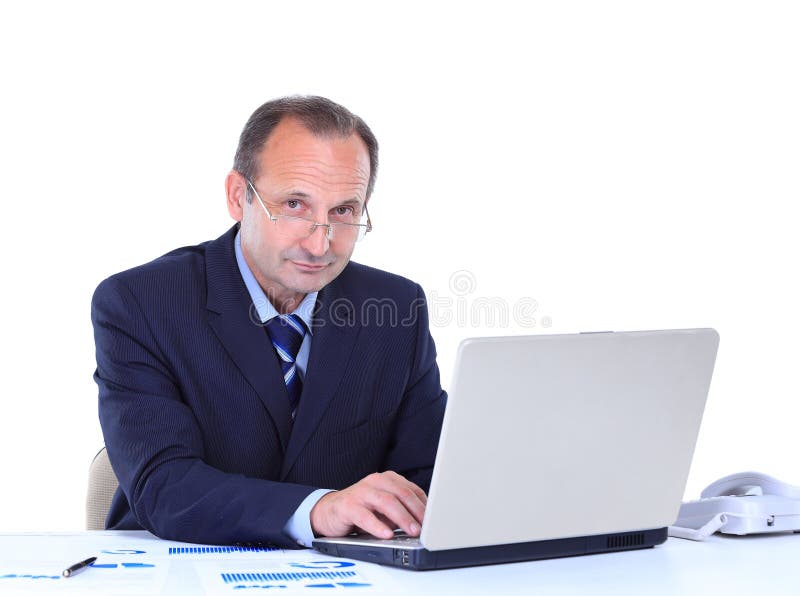 Businessman Smiling while Working Stock Image - Image of clipboard ...