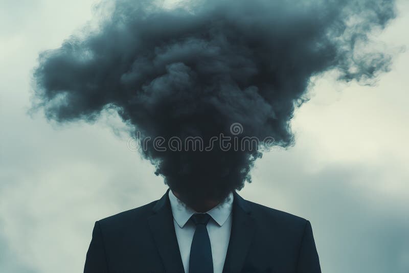 A Businessman with Smoke Billowing from His Head, Representing the ...