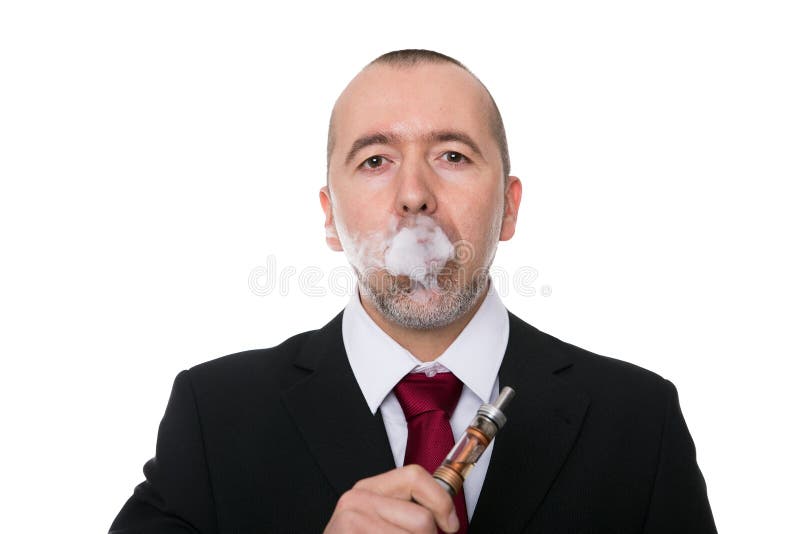 Businessman Smokes an Electronic Cigarette Stock Photo - Image of ...