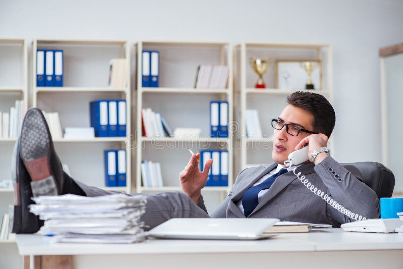 The Businessman Smoking in Office at Work Stock Image - Image of office ...