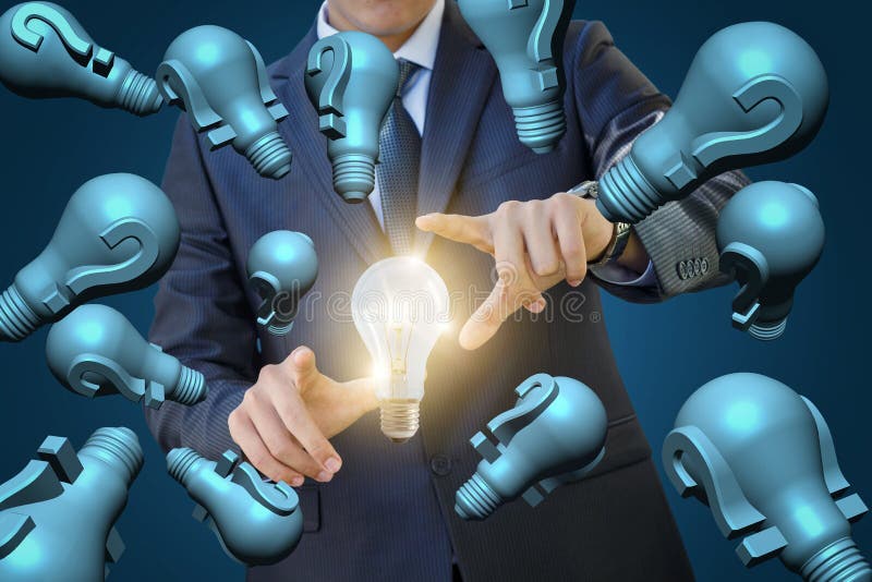 A Businessman Solves Problems Solving the Questions . Stock ...