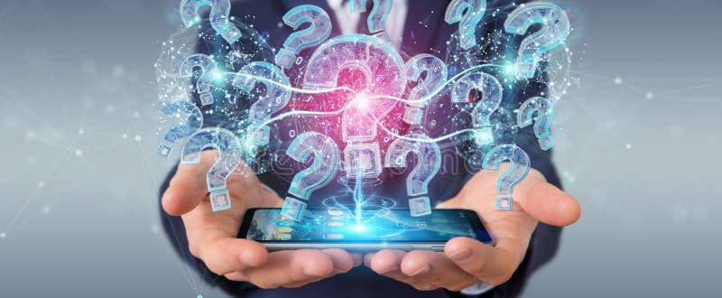 Businessman Solving Problem with Digital Question Marks 3D Rendering ... Businessman Solving Problem with Digital Question Marks 3D Rendering ...