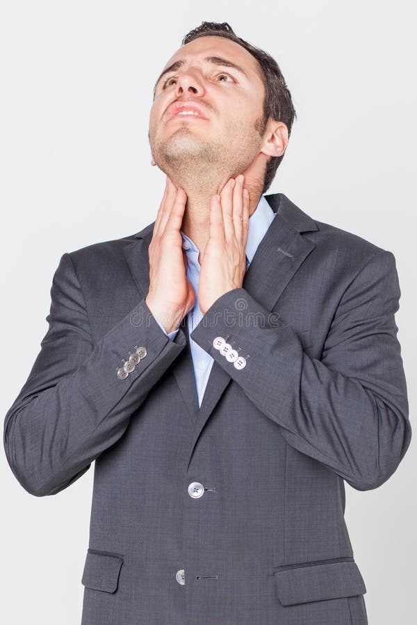 Businessman with Sore Throat Problems Stock Photo - Image of care ...