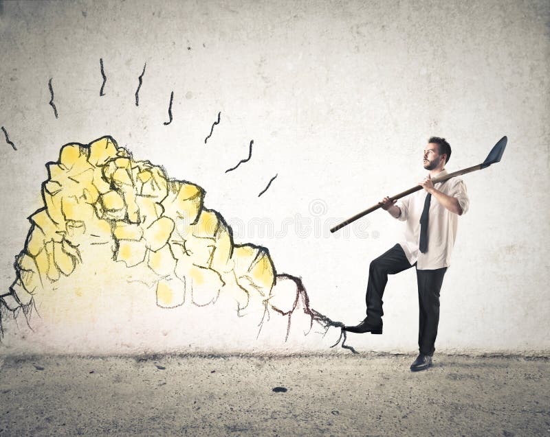 Businessman with a spade stock image. Image of rich, search - 37023613