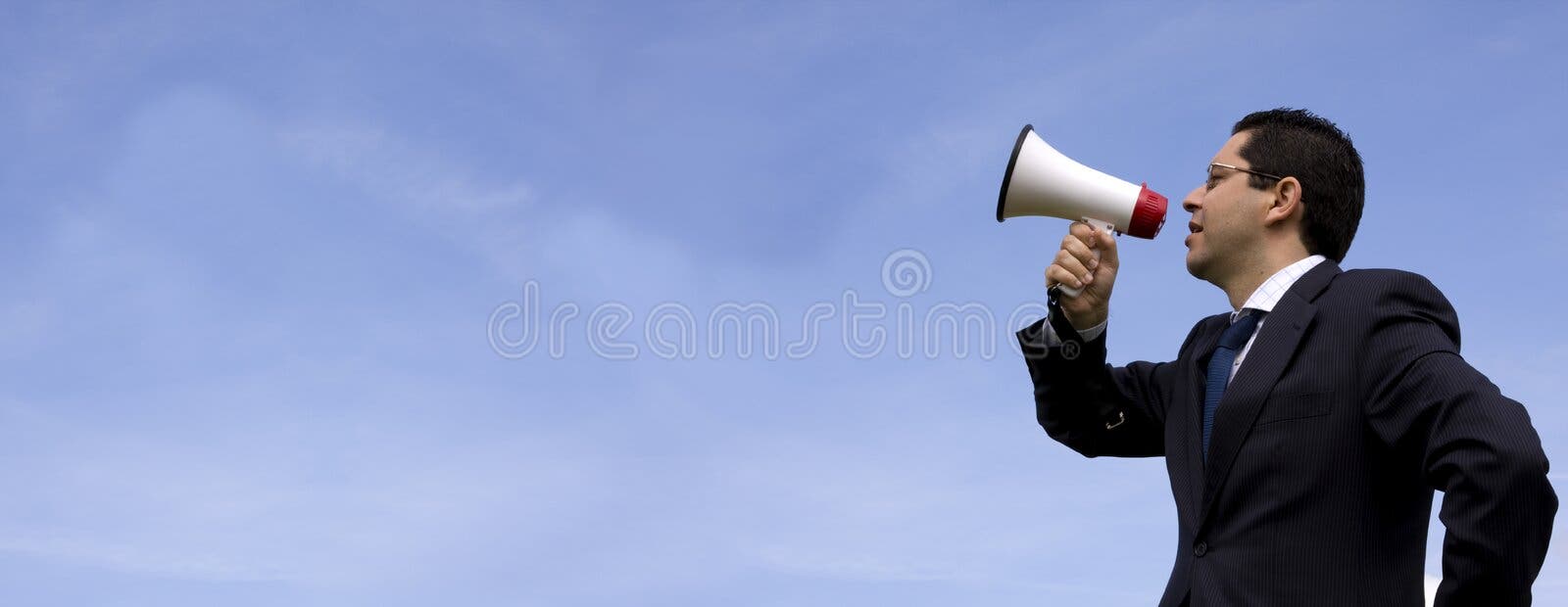 Businessman with megaphone stock photo. Image of lawn - 3252142