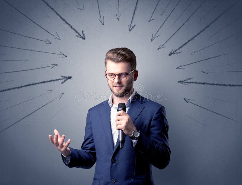 Businessman Holding Microphone Stock Image - Image of male ...