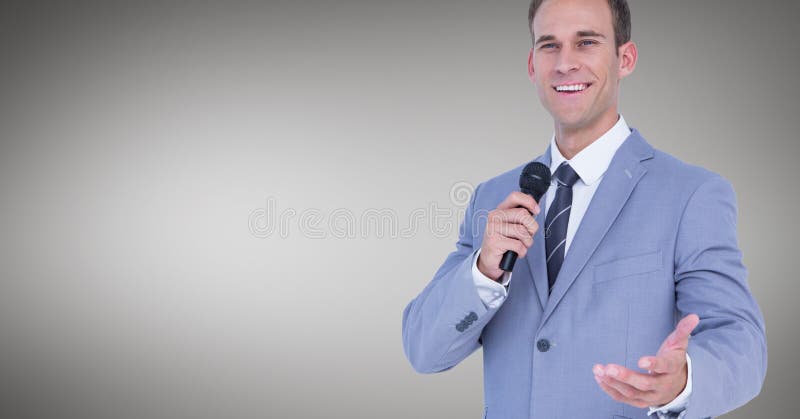 Businessman Speaking on Microphone Stock Photo - Image of male, public ...