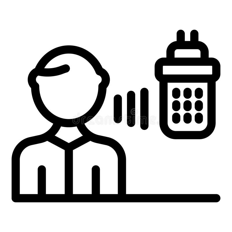 Businessman Talking on Walkie Talkie Radio Communication Device Icon ...