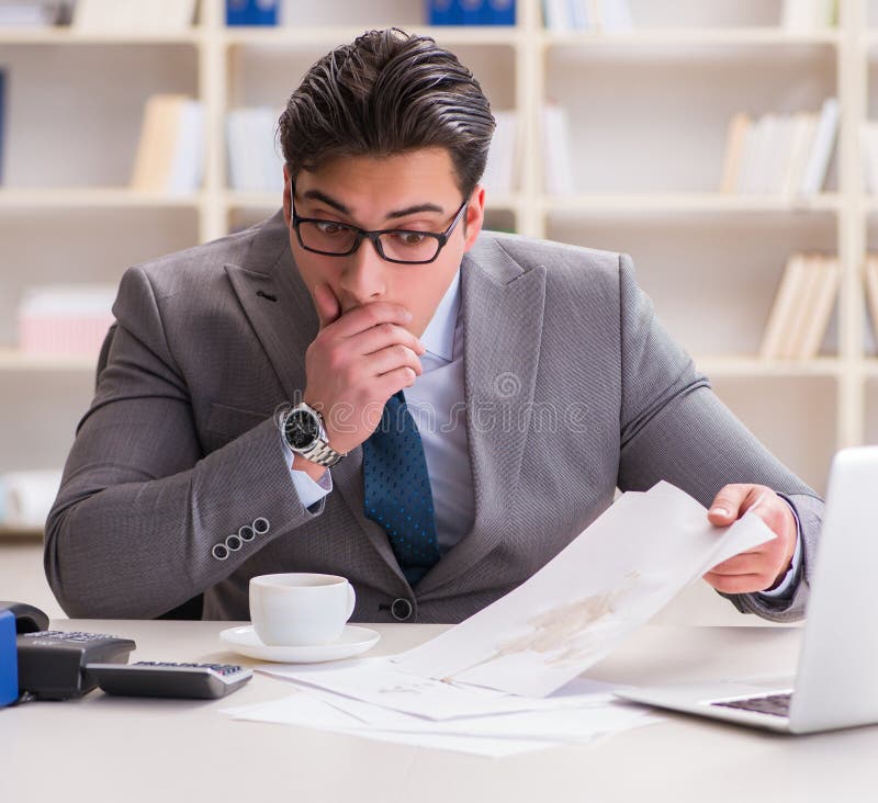 Businessman Spilling Coffee on Important Documents Stock Photo - Image ...