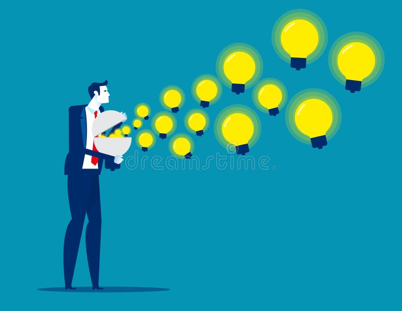 Businessman Spreading Knowledge. Brilliant Ideas Concept Stock Vector - Illustration of business ...