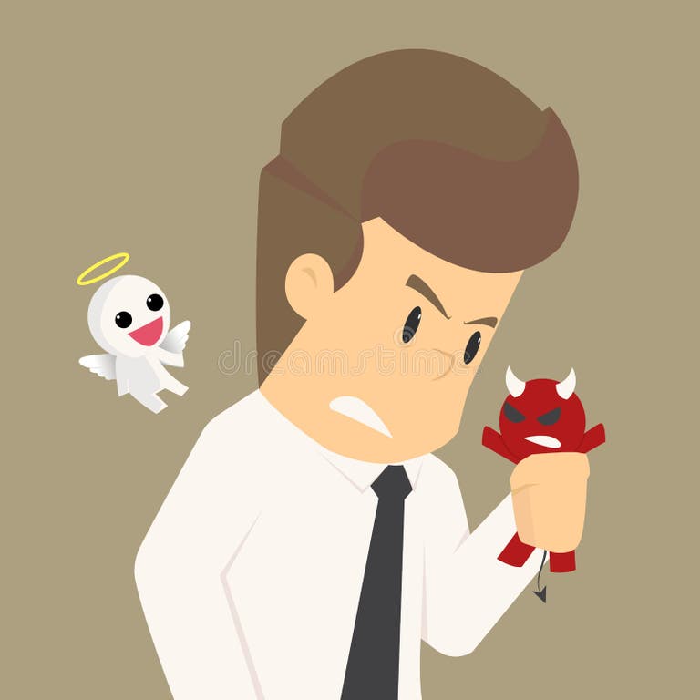 Businessman Squeeze Devil with Angry Stock Vector - Illustration of ...