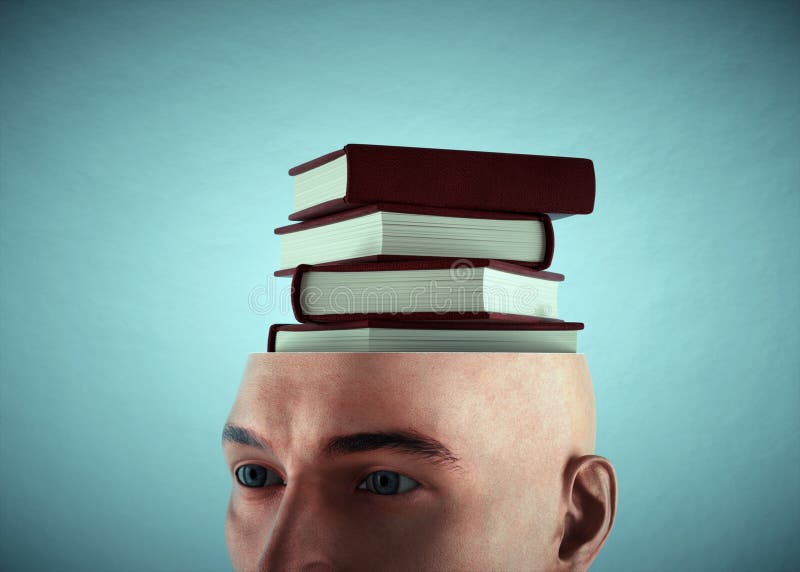 Businessman with a Stack of Books instead of Head Stock Illustration ...