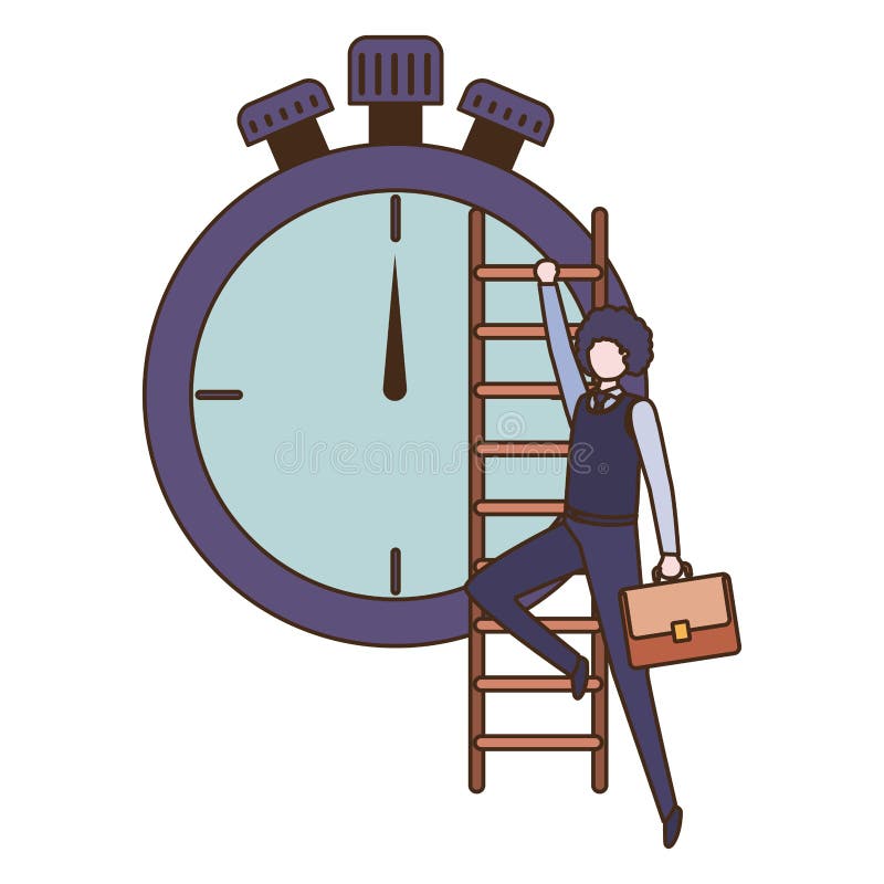 Businessman with Stair and Clock Avatar Character Stock Vector ...