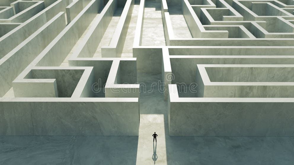 Businessman Stand in Front of Maze Entrance Stock Illustration ...