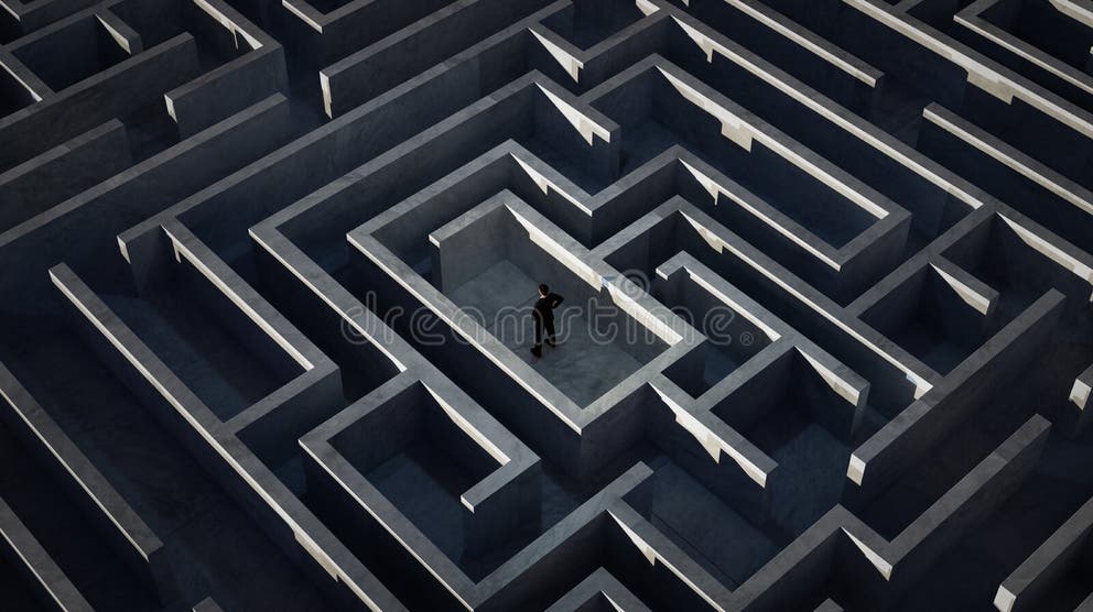 Businessman Stand in Front of Maze Entrance Stock Illustration ...