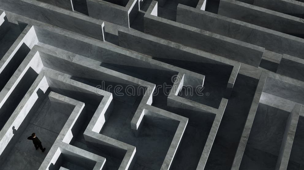 Businessman Stand in Front of Maze Entrance Stock Illustration ...
