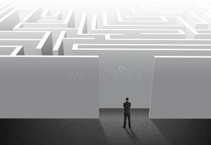 Businessman stand in maze stock photo. Image of path - 101092398