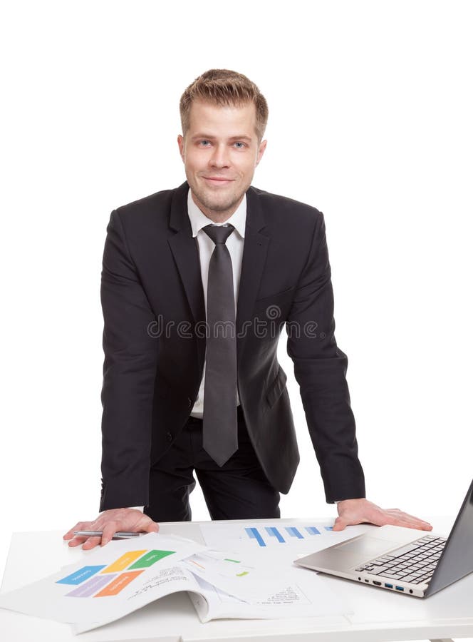 Businessman Standing Behind the Office Desk Stock Image - Image of ...
