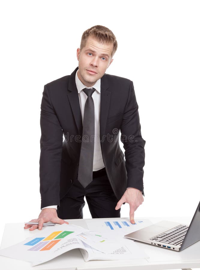 Businessman Standing Behind the Office Desk Stock Image - Image of ...