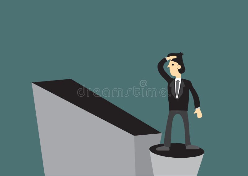 Businessman Standing on a Big Exclamation Stock Vector - Illustration ...