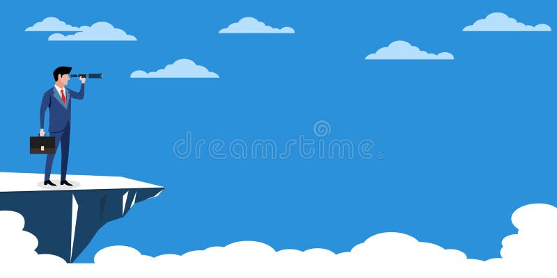 A Businessman Standing with a Camera Looking Forward. Business Vision ...