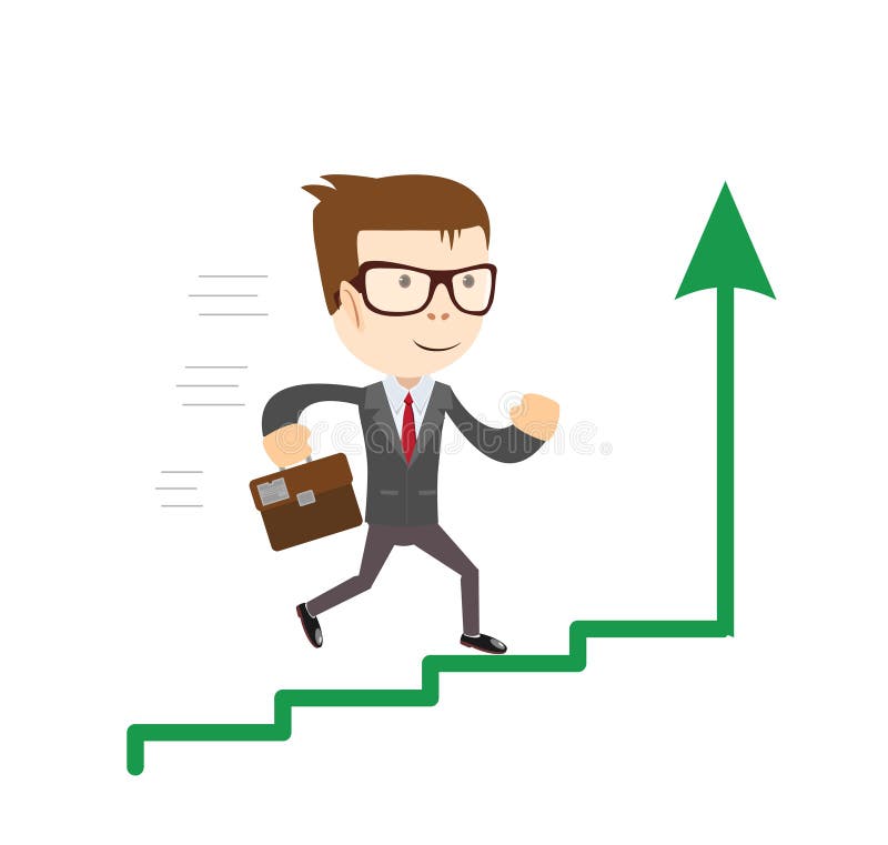 Businessman Standing on Chart Going Up. Concept of Business Success ...