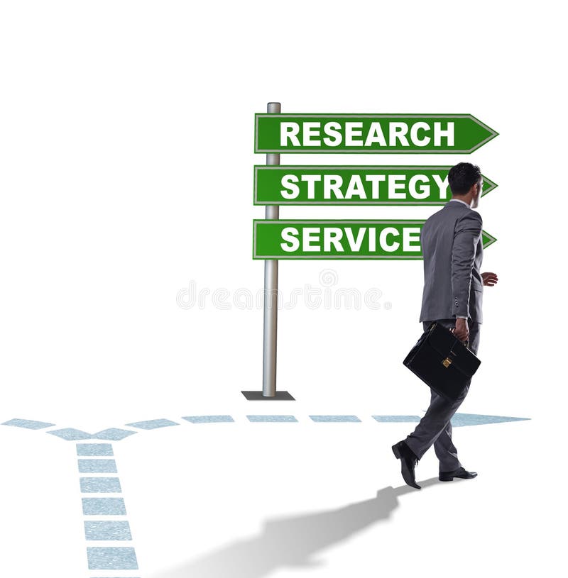 Businessman Standing at Crossroads of Corporate Strategy Stock Image ...