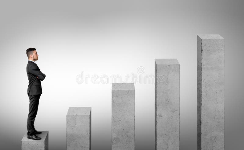 Businessman Standing on the First of Five Columns with His Arms Folded ...