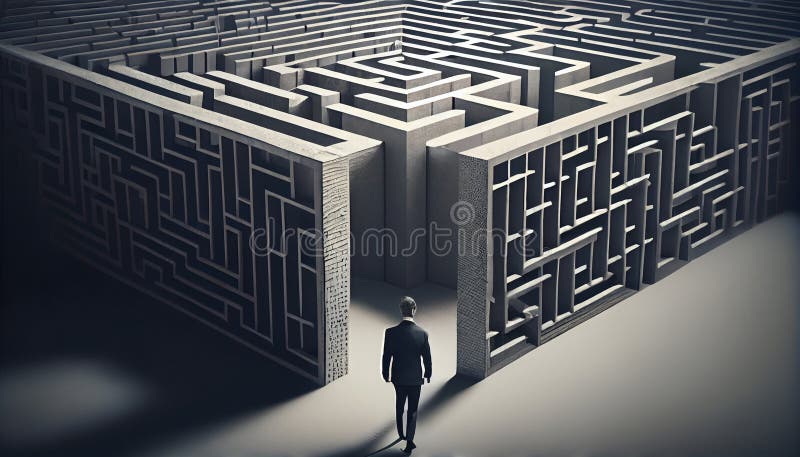 Businessman Standing in Front of a Labyrinth. Generative Ai Stock ...