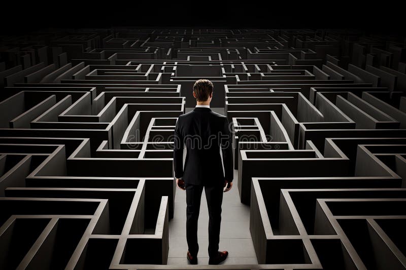 Businessman Standing in Front of a Maze and Looking at the Solution ...