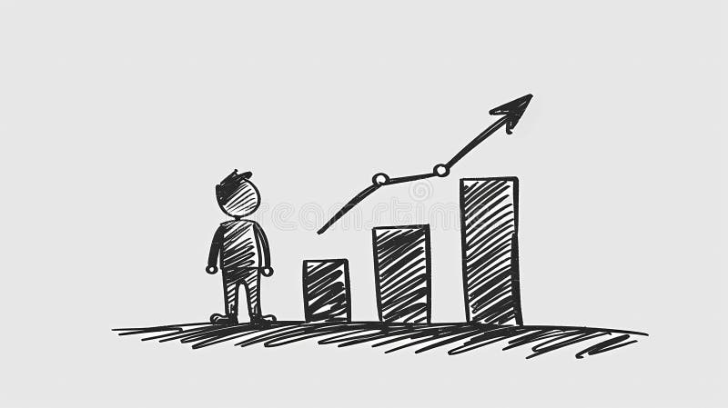 Businessman Standing on Graph, Drawing by Hand, Generative AI ...