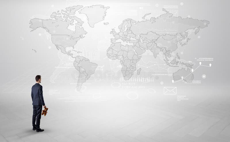 Man Looking at Map with Objects in His Hand Stock Image - Image of ...