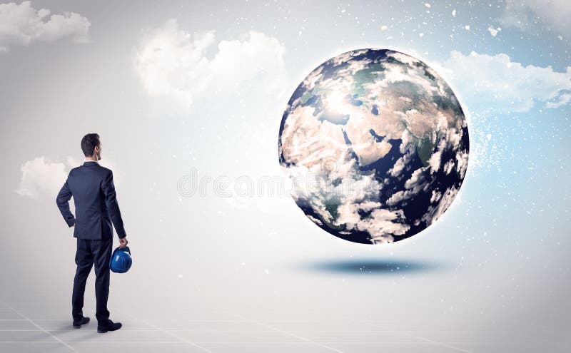 Man Looking at Earth Globe, Courtesy of NASA Stock Photo - Image of ...
