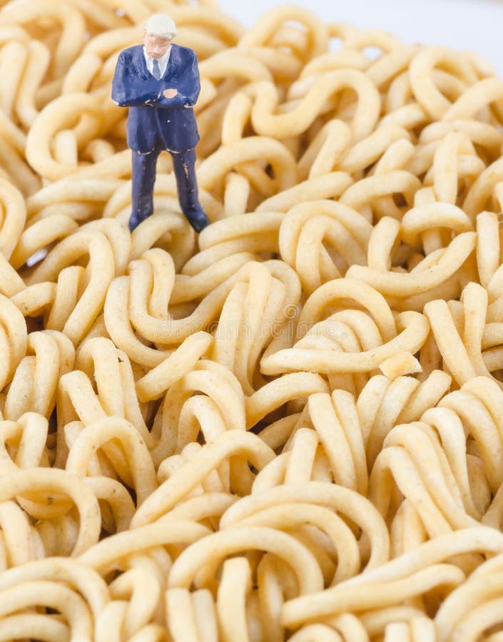Businessman Standing on the Instant Noodle Stock Photo - Image of ...