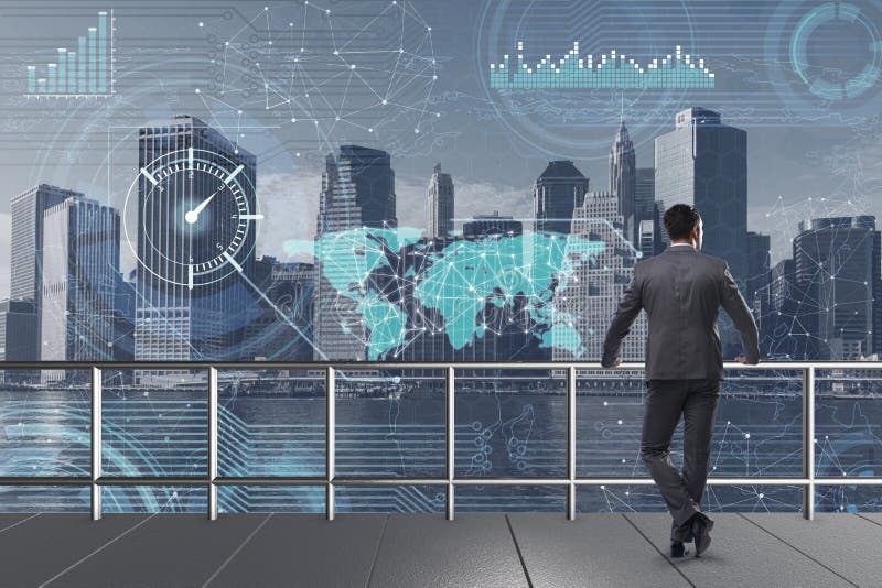 The Businessman Standing and Looking at the City Stock Image - Image of ...