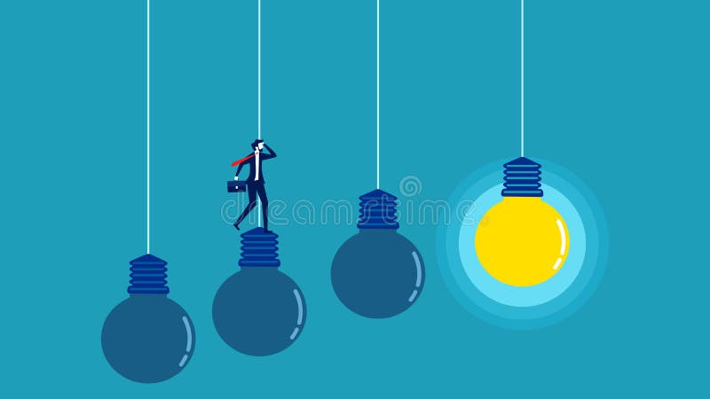 Businessman Standing Looking for a Light Bulb. Find Clear Knowledge ...