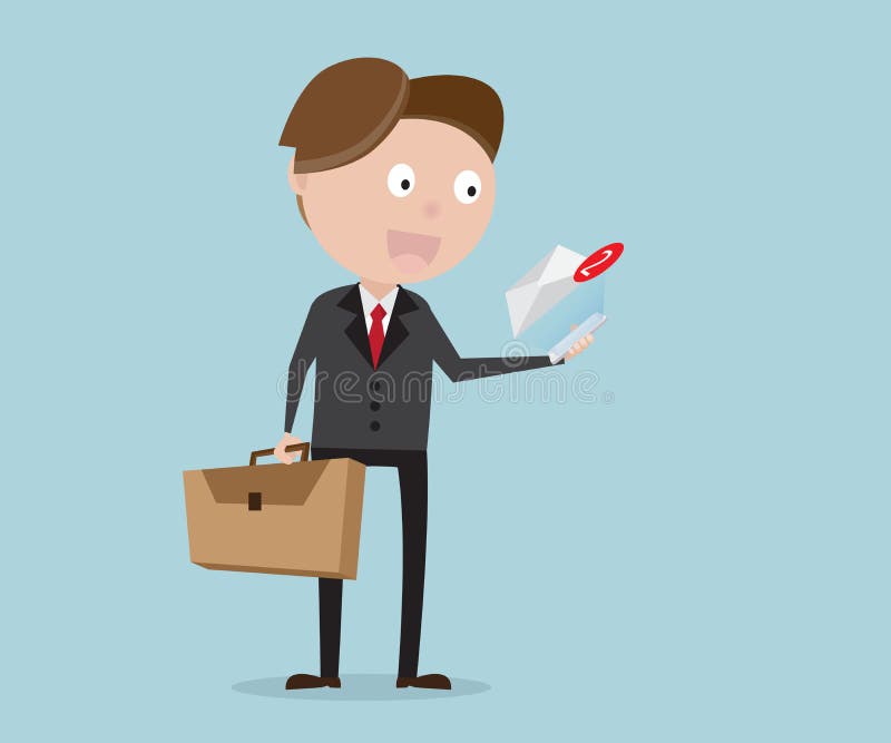 Businessman Standing with Message Alert Stock Vector - Illustration of ...