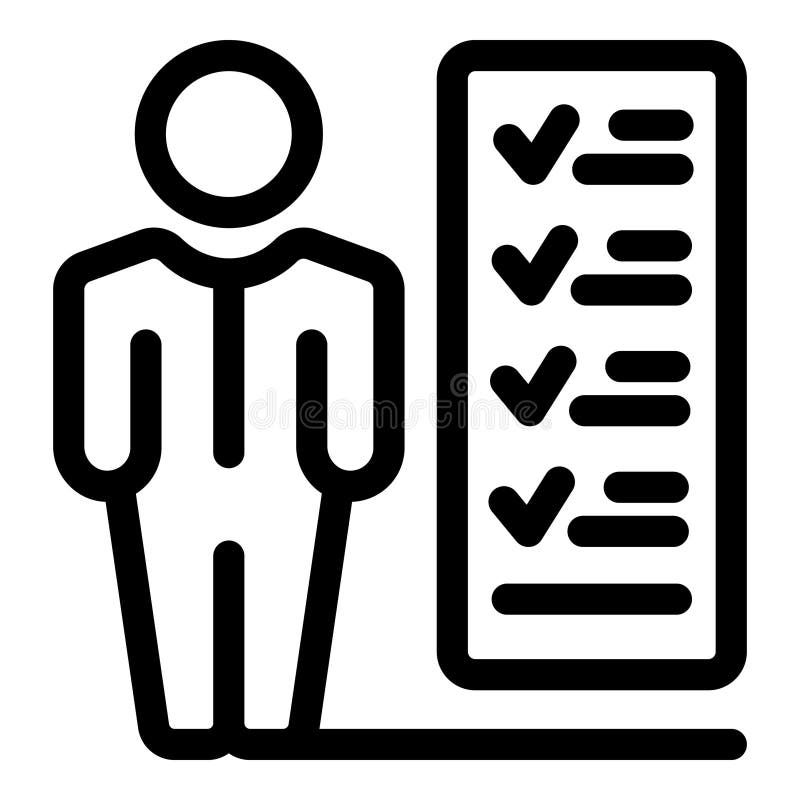 Businessman Standing Next To Completed Checklist Icon Stock ...