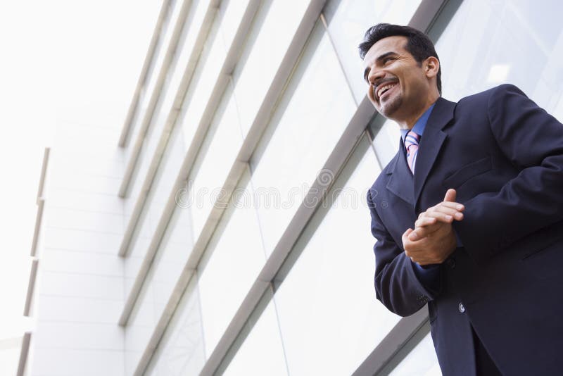 Businessman Standing Outside Office Building Stock Image - Image of ...