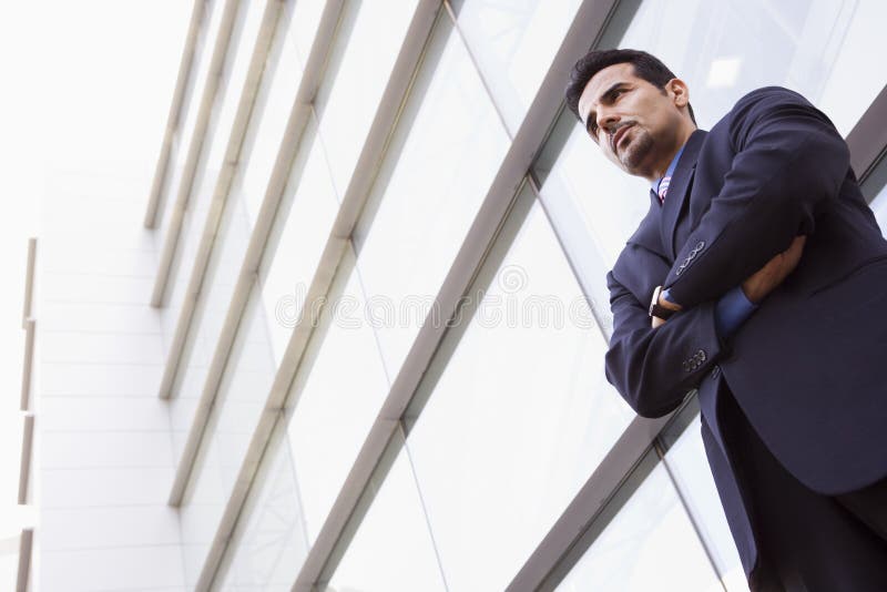 Businessman Standing Outside Office Building Stock Photo - Image of ...