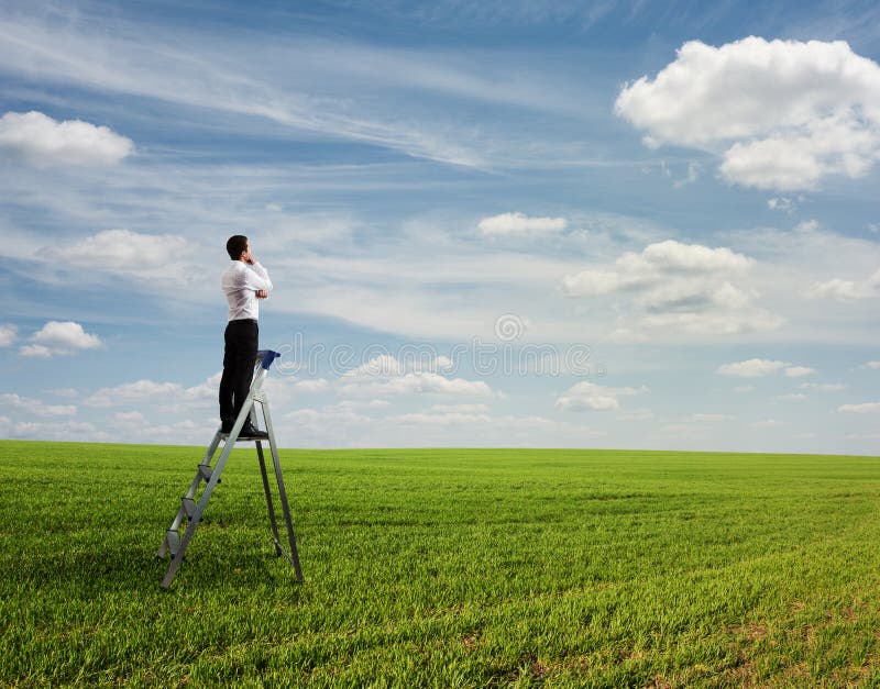 Businessman Standing on the Pair of Steps Stock Photo - Image of ...