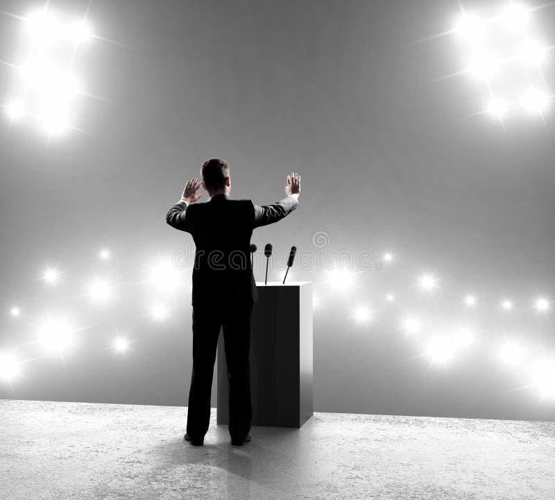 Businessman Standing on Podium Stock Image - Image of leadership ...