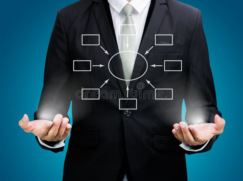Businessman Standing Posture Hand Holding Strategy Flowchart Iso Stock ...
